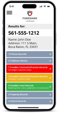 Forewarn app sample | GBBR
